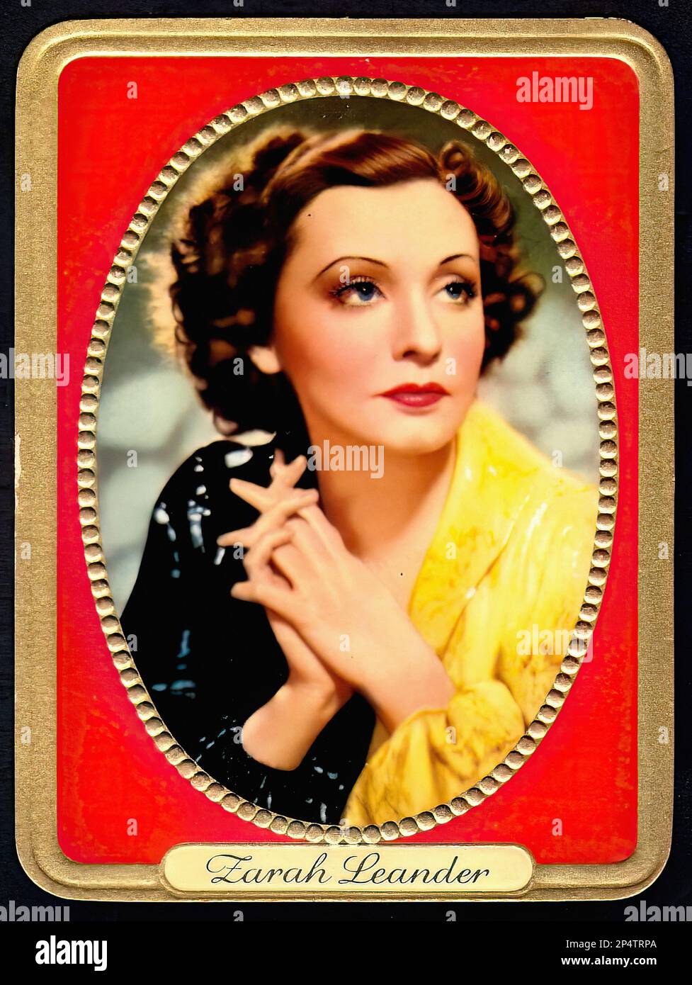 Portrait of actress Zarah Leander - Vintage German Cigarette Card Stock ...