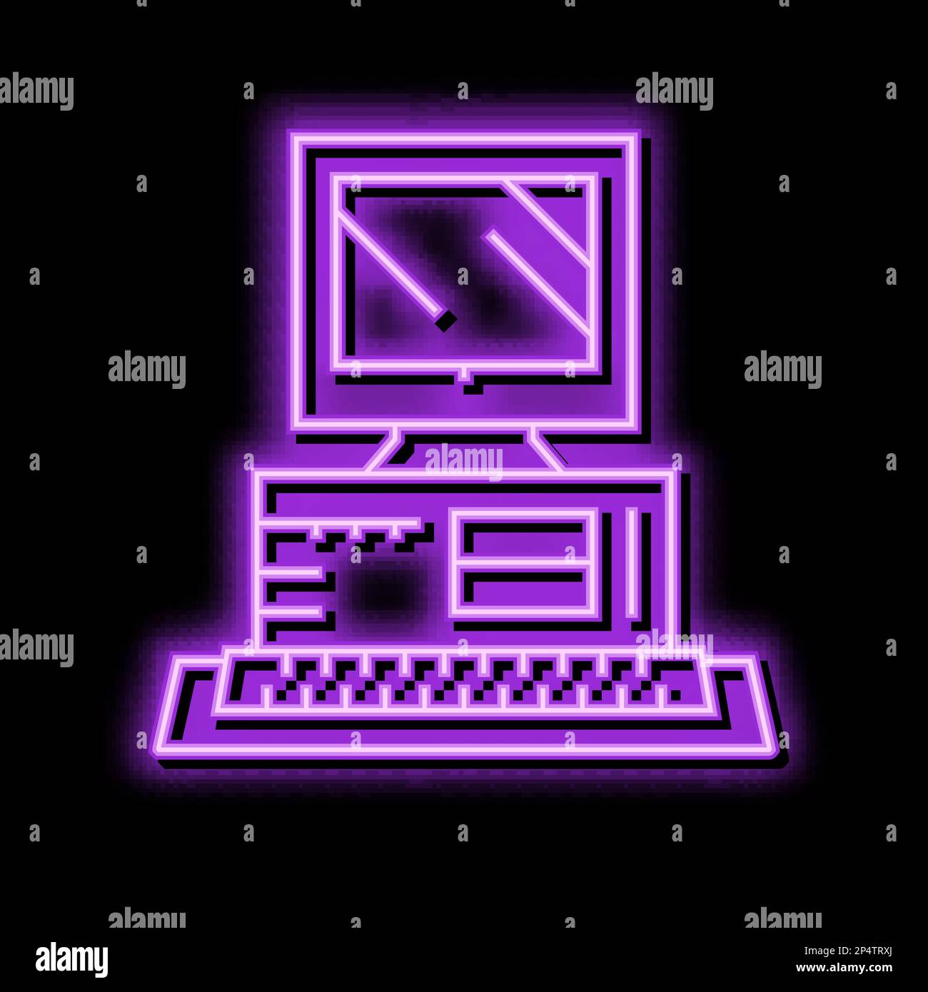 computer pc technology neon glow icon illustration Stock Vector Image ...
