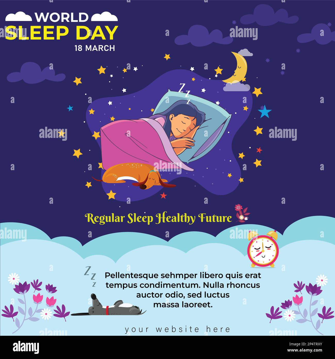 World Sleep Day Illustration Moon Template Design Vector - Sleeping ...