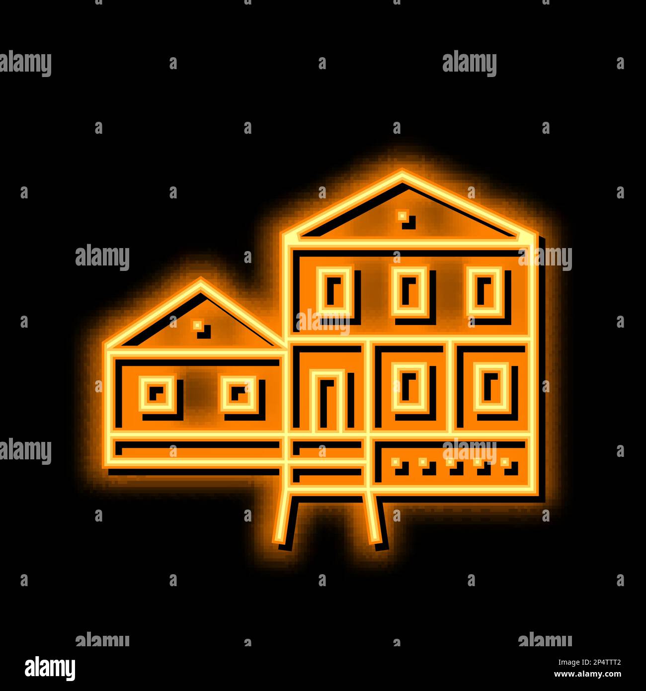 farmhouse building neon glow icon illustration Stock Vector Image & Art ...