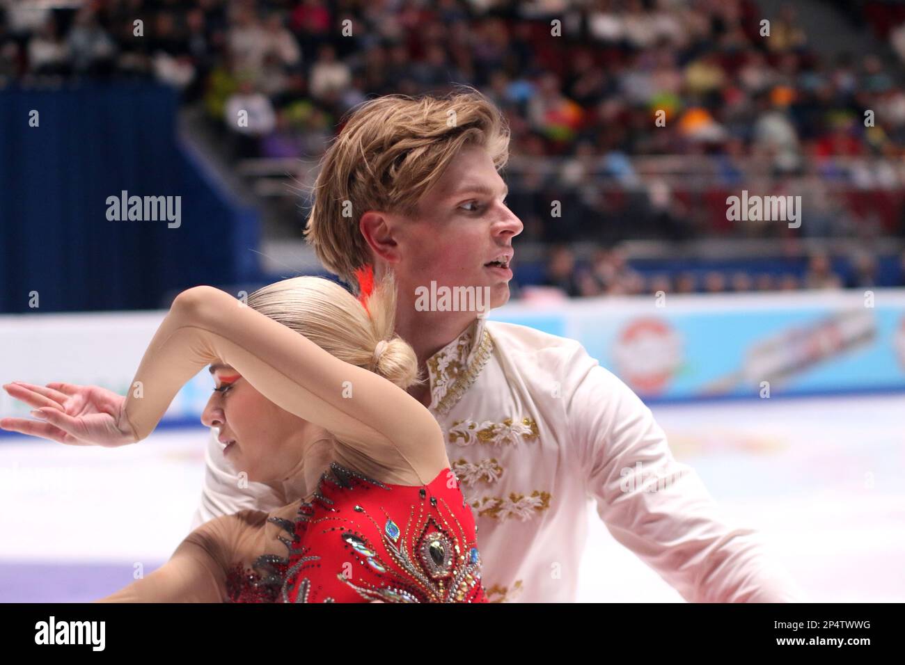 Daria Boyarintseva and Roman Pleshkov perform during Pair skating in ...