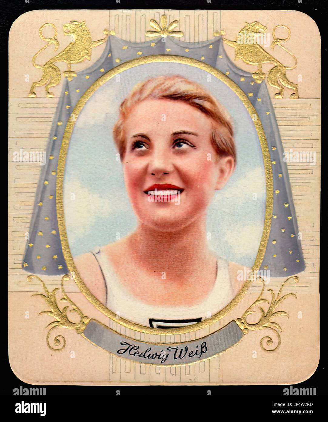 Portrait of Hedwig Weiss - Vintage German Cigarette Card Stock Photo ...