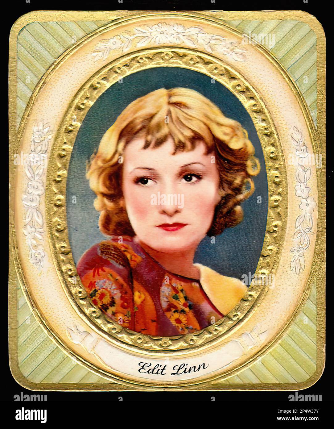 Portrait of actress Edith Linn - Vintage German Cigarette Card Stock ...