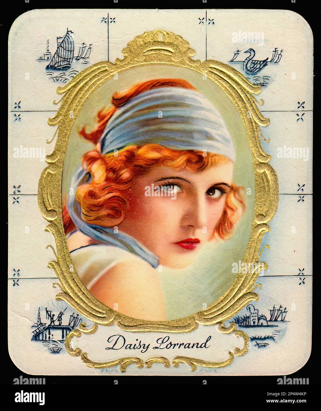 Portrait of Daisy Lorrand - Vintage German Cigarette Card Stock Photo ...