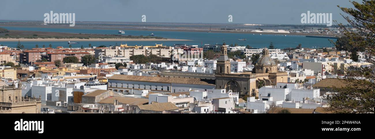 Panoramic view of Sanlucar de Barrameda, located next to the ...