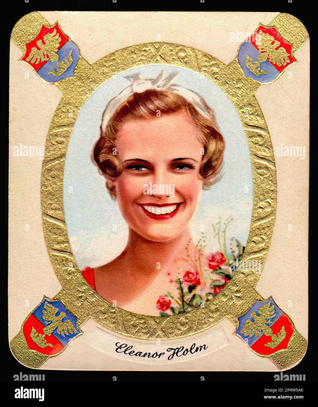 Portrait of Eleanor Holm - Vintage German Cigarette Card Stock Photo ...
