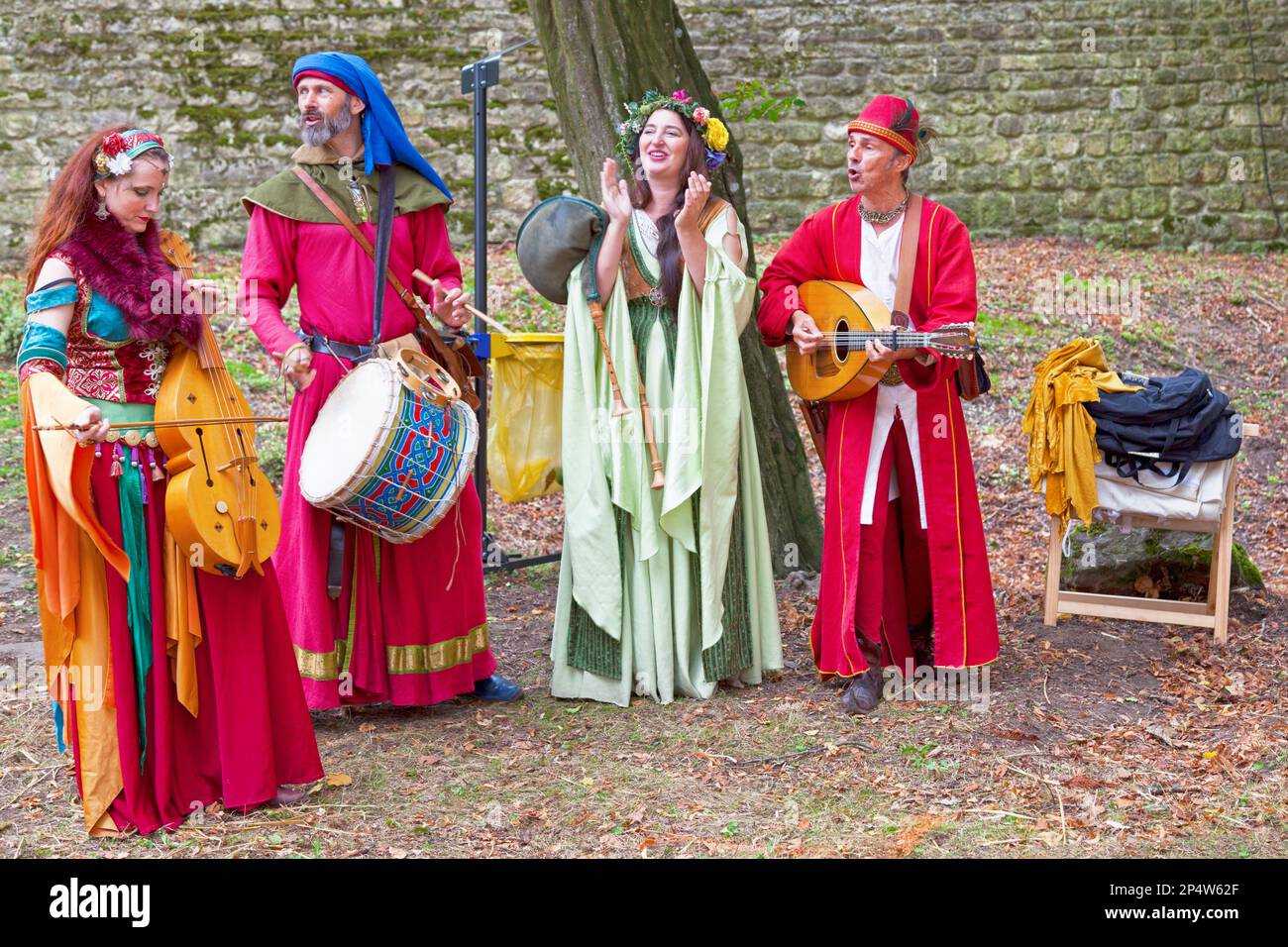 Luzarches, France - October 12 2019: Medieval minstrels playing music ...