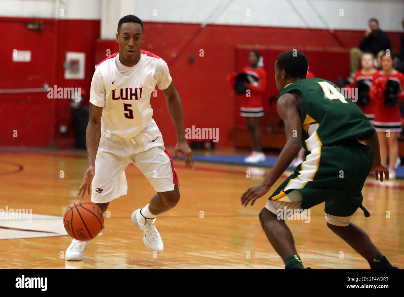 Long Island Lutheran Crusaders Elijah Bailey #5 in action against the ...