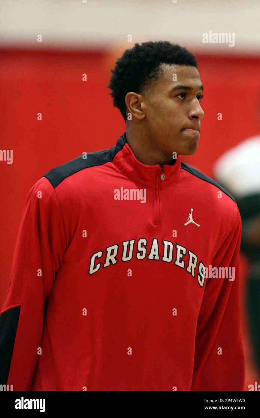 Long Island Lutheran Crusaders Devonte Green #11 is seen in warmups ...