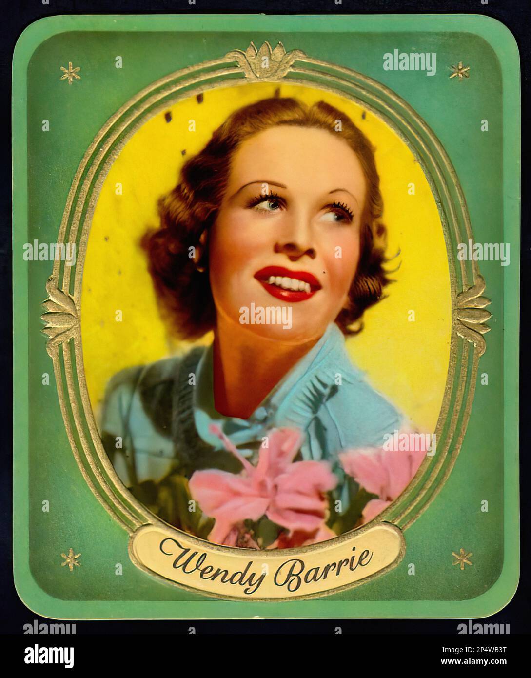 Portrait of Wendy Barrie - Vintage German Cigarette Card Stock Photo ...