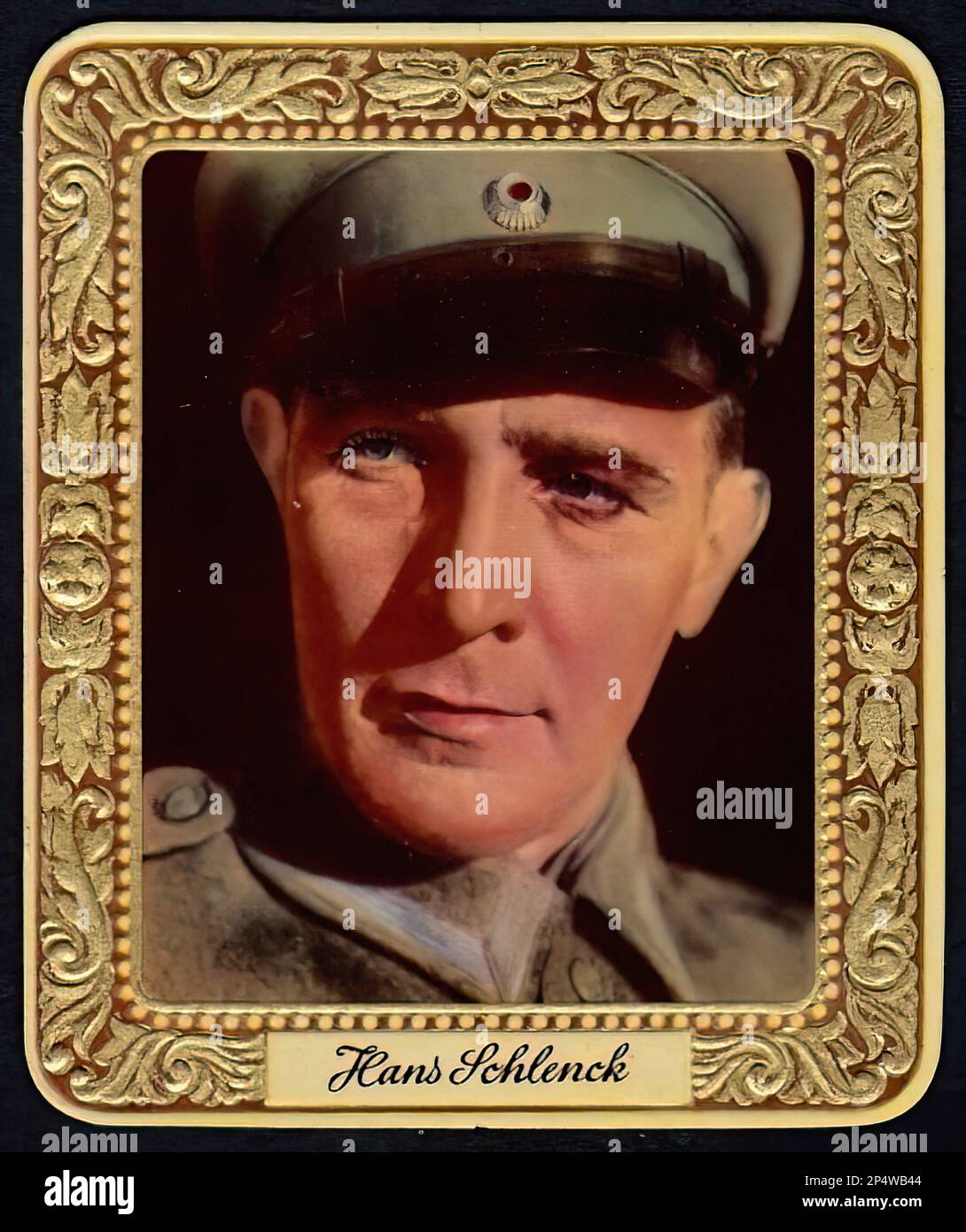 Portrait of Hans Schlenck - Vintage German Cigarette Card Stock Photo ...
