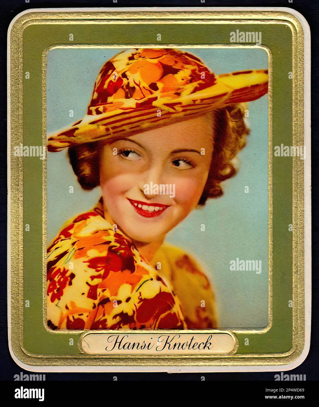 Portrait of Hansi Knoteck - Vintage German Cigarette Card 03 Stock ...