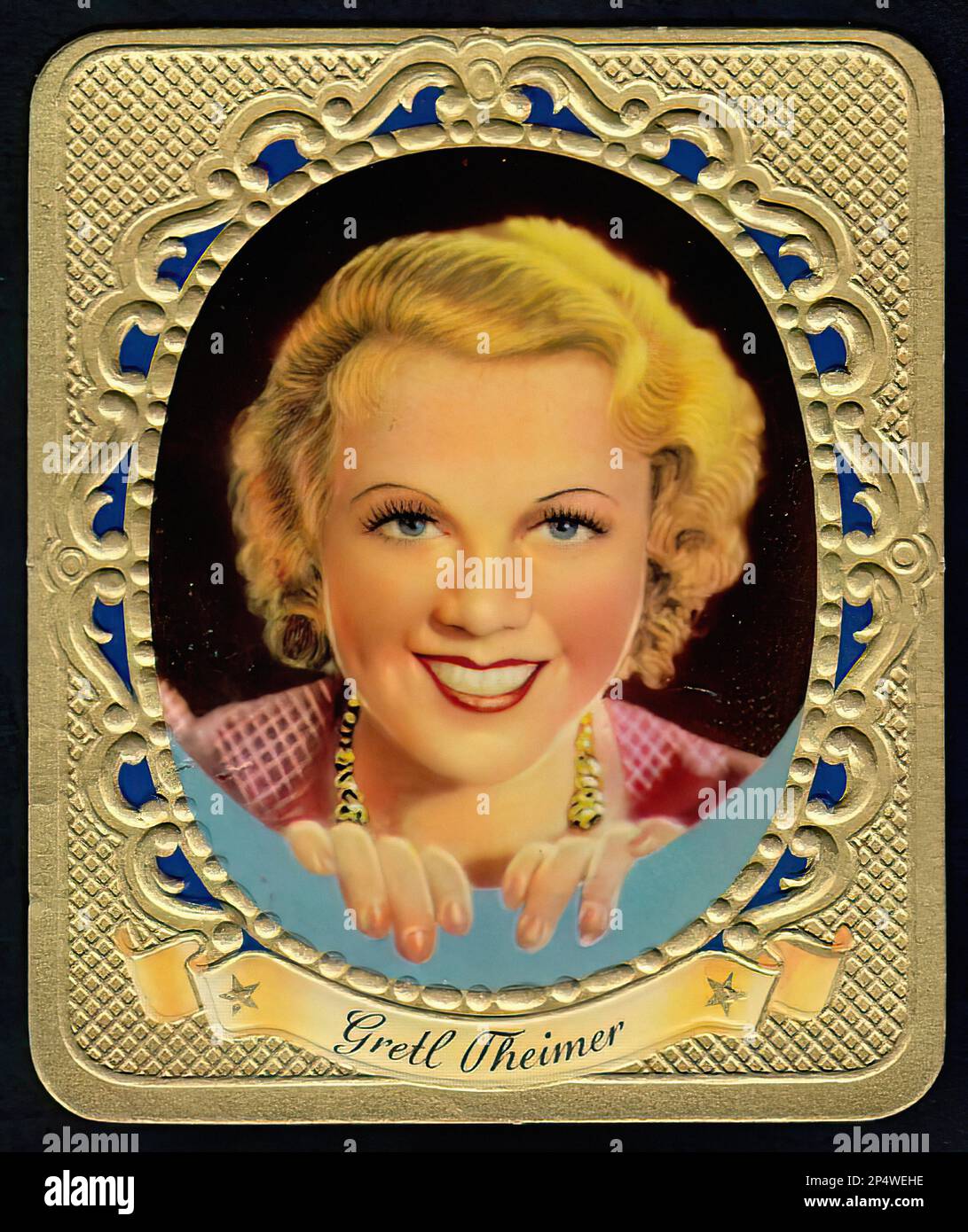 Portrait of actress Gretl Theimer - Vintage Cigarette Card Stock Photo ...