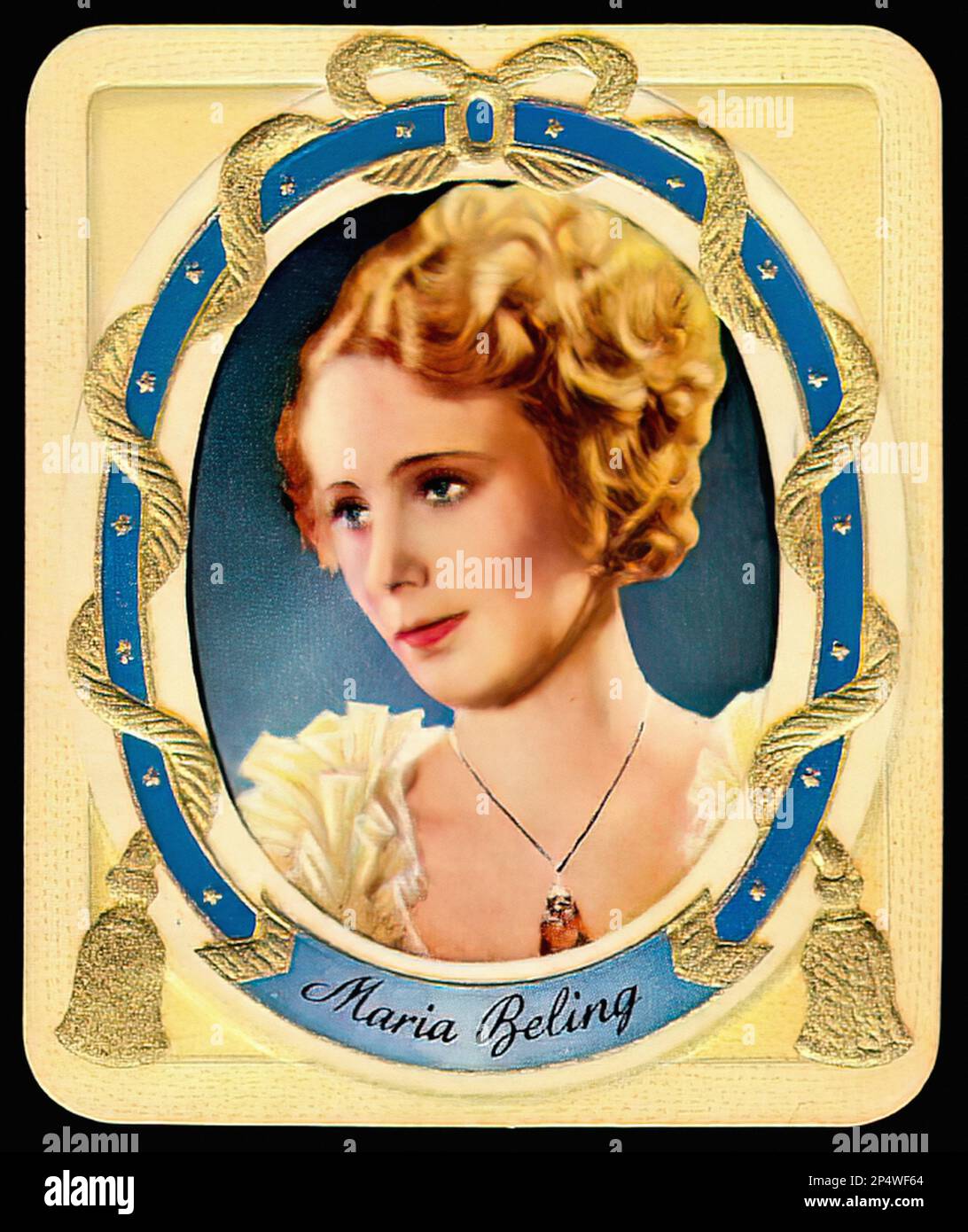 Portrait of actress Maria Beling - Vintage Cigarette Card Stock Photo ...