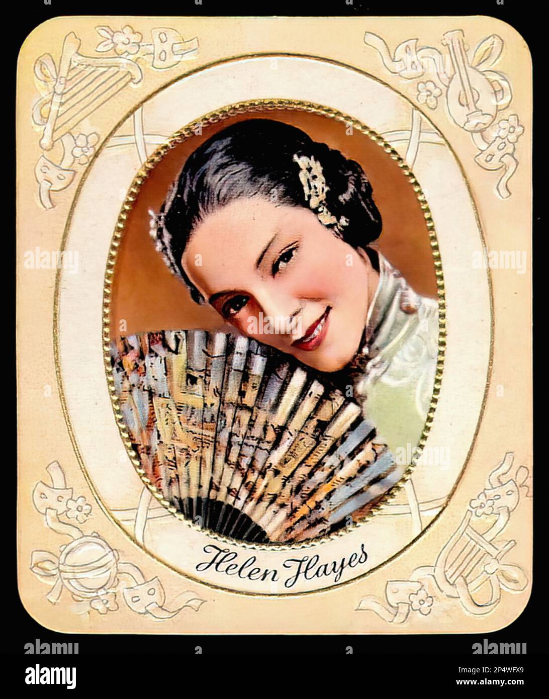 Portrait of actress Helen Hayes - Vintage German Cigarette Card Stock ...