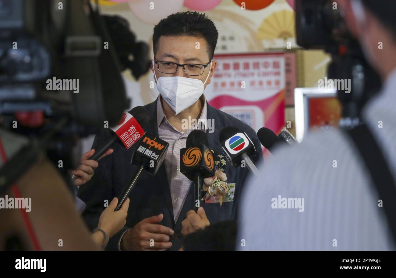 Stanley Ng Chau-pei speaks to the press after the opening ceremony of ...