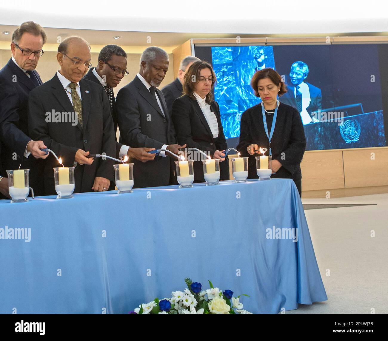 Michael Moller, left, acting director general of the United Nations ...