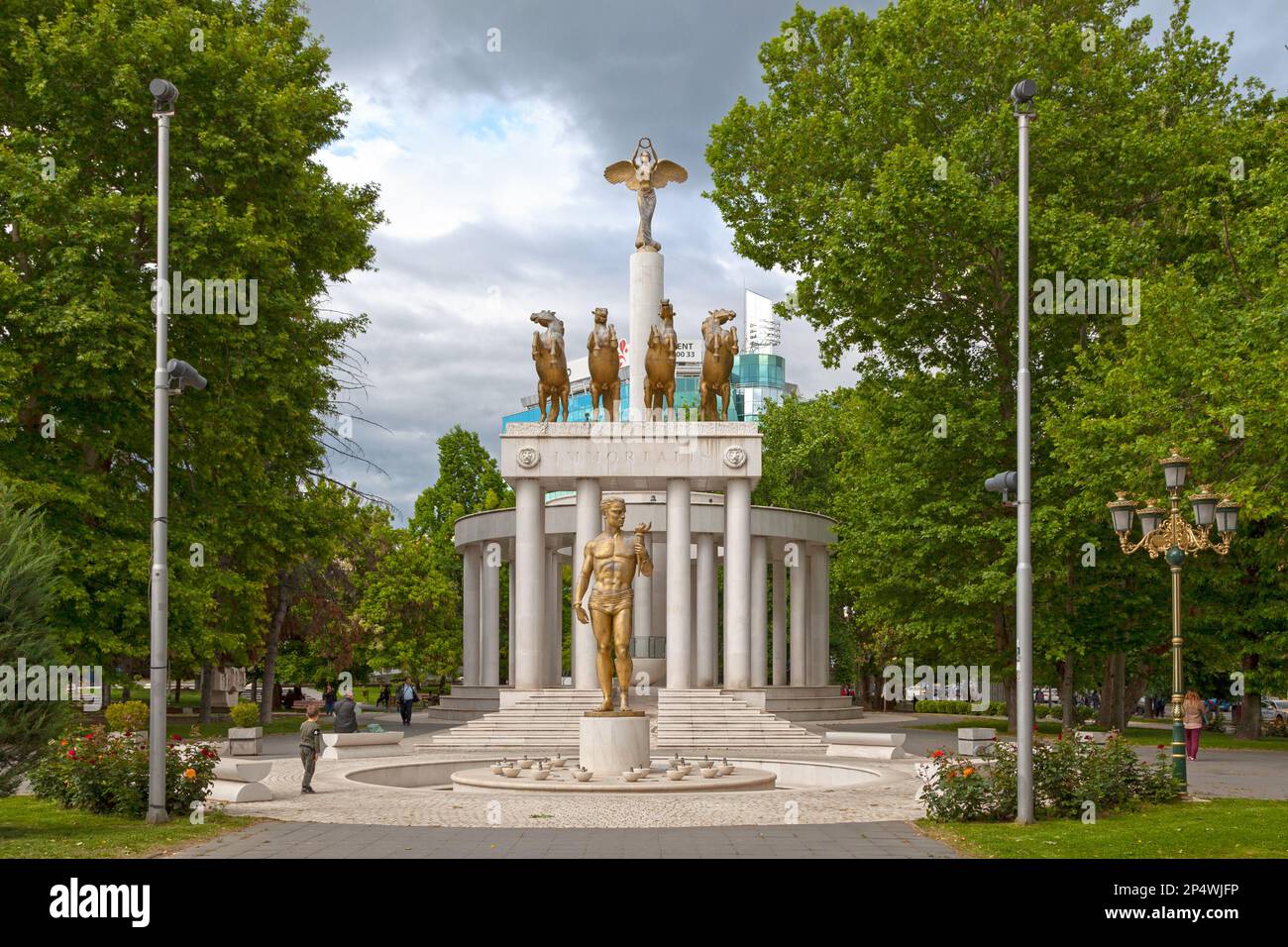 Skopje, North Macedonia - May 20 2019: The monument “Fallen Heroes of ...