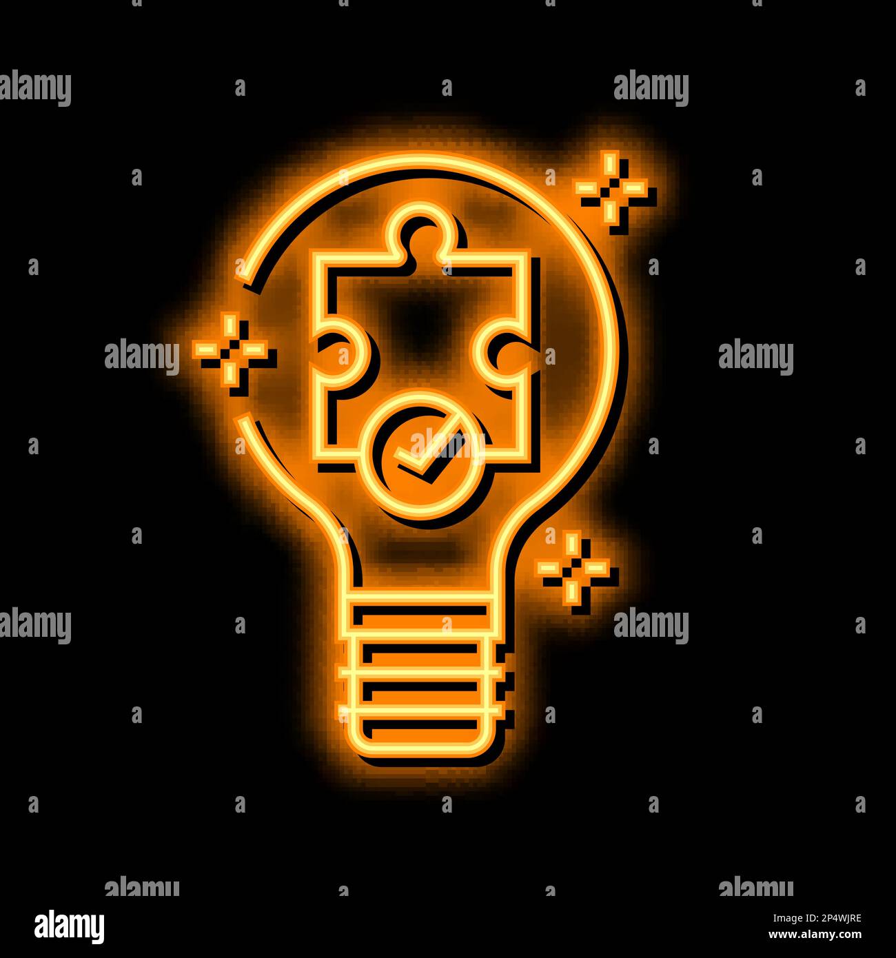 solution light bulb neon glow icon illustration Stock Vector Image ...