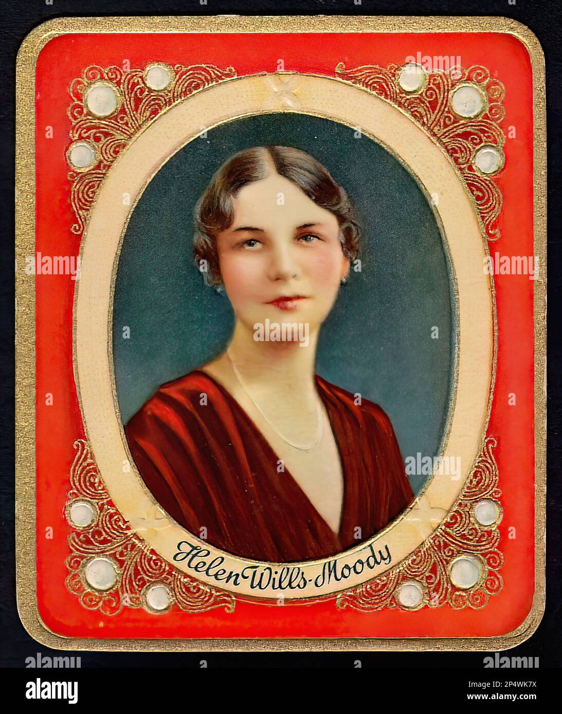 Portrait of Helen Wills-Moody - Vintage German Cigarette Card Stock ...