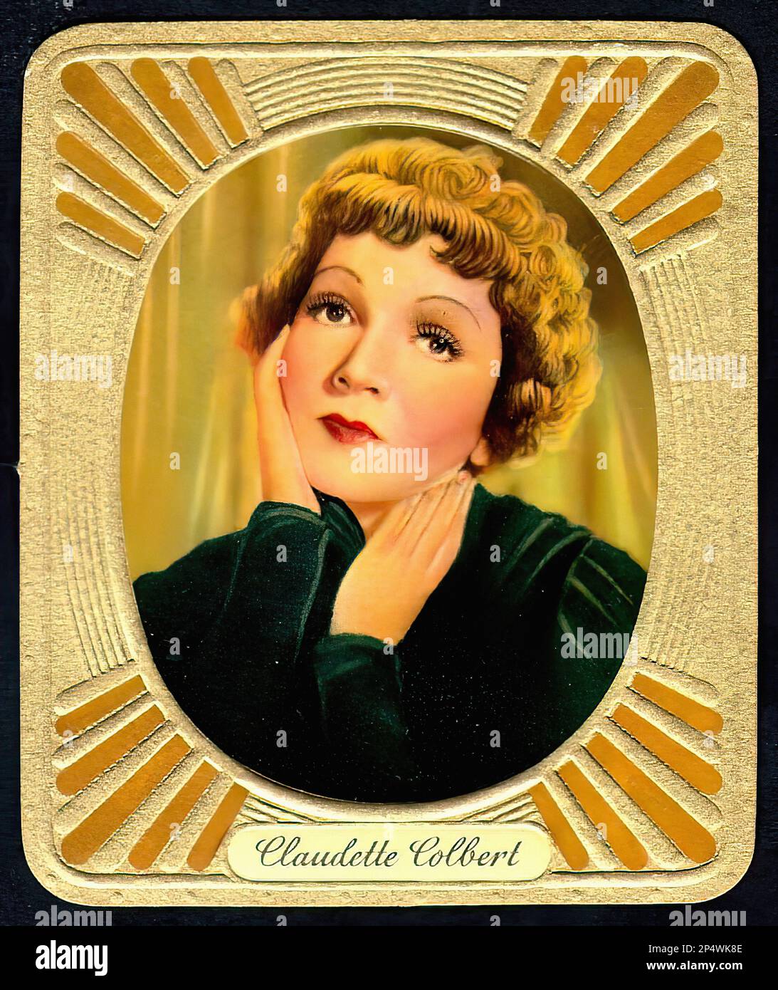 Portrait of Claudette Colbert - Vintage German Cigarette Card Stock ...