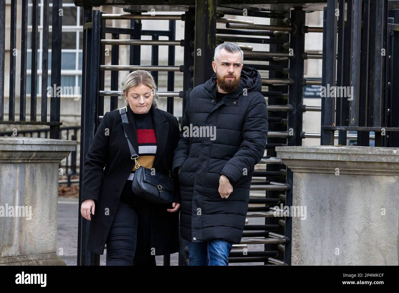Natalie McNally's brother Niall (right) leaving Belfast High Court ...