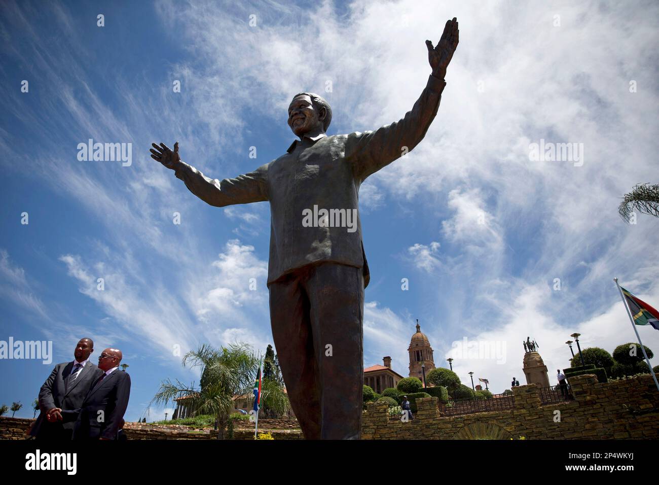 South Africa President Jacob Zuma, second left, shakes hands to pose ...