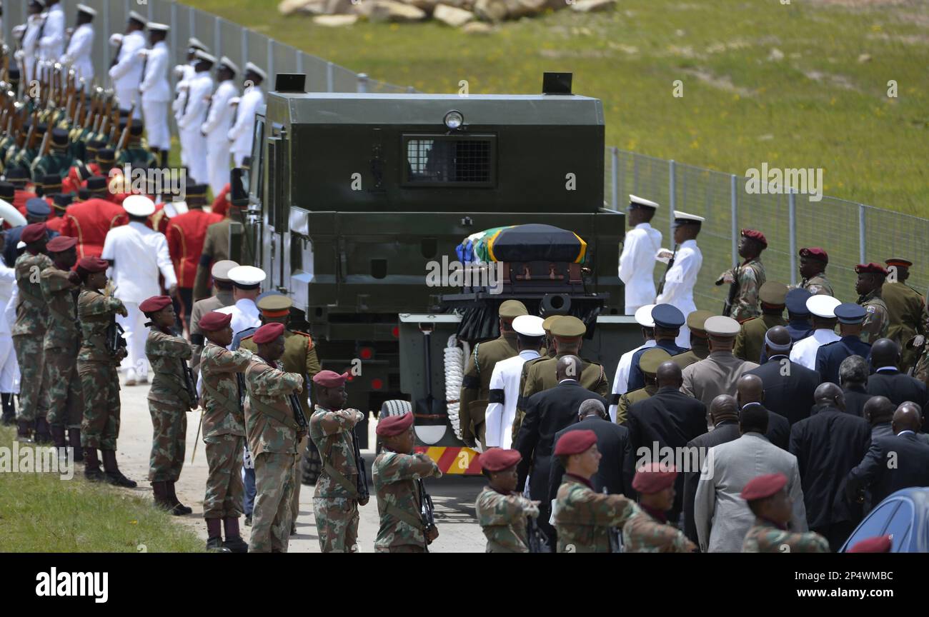 Former South African President Nelson Mandela's casket is take by ...