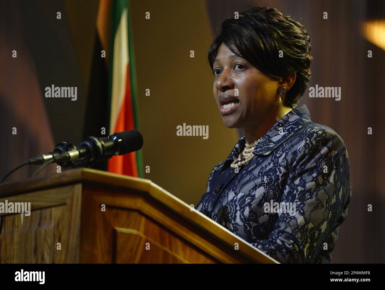 Nelson Mandela's granddaughter Nandi Mandela speaks during the funeral ...
