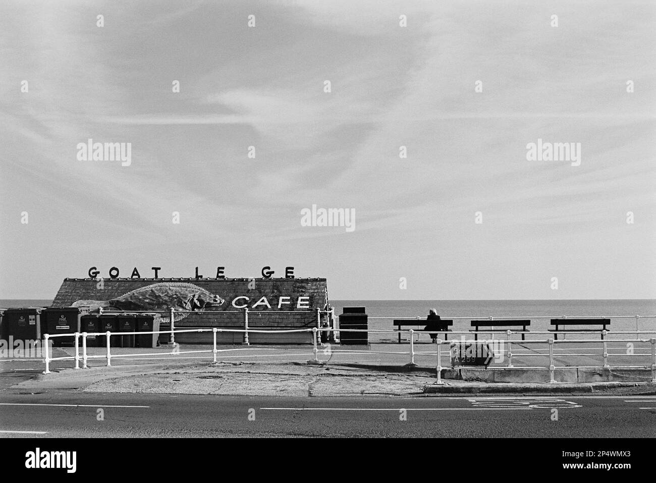 Cafe on the promenade at St Leonards-on-Sea, East Sussex, on the South ...
