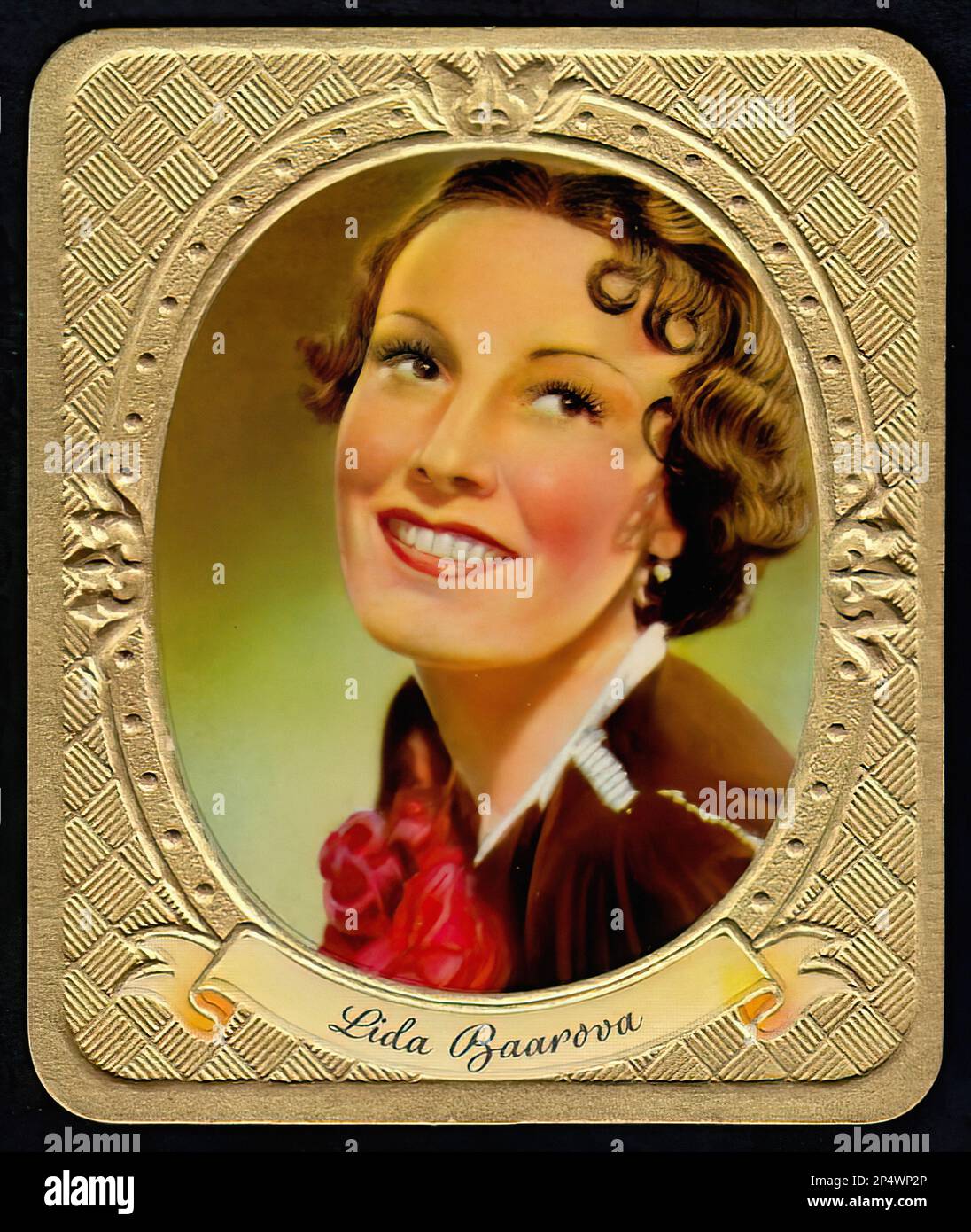 Portrait of actress Lida Baarova - Vintage Cigarette Card Stock Photo ...