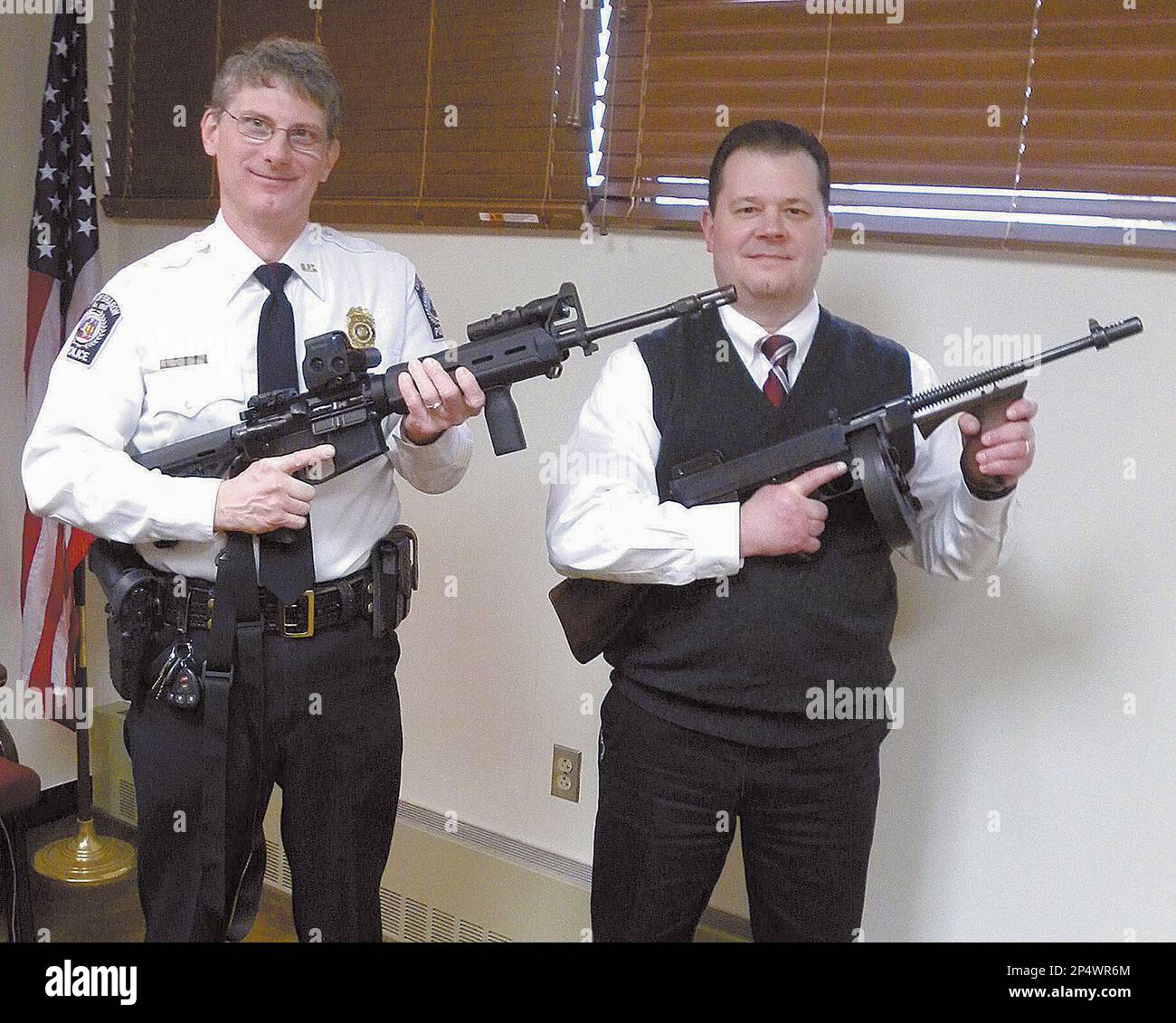 In this Dec. 9, 2013 photo, Sharon Police Chief Mike Menster, right ...