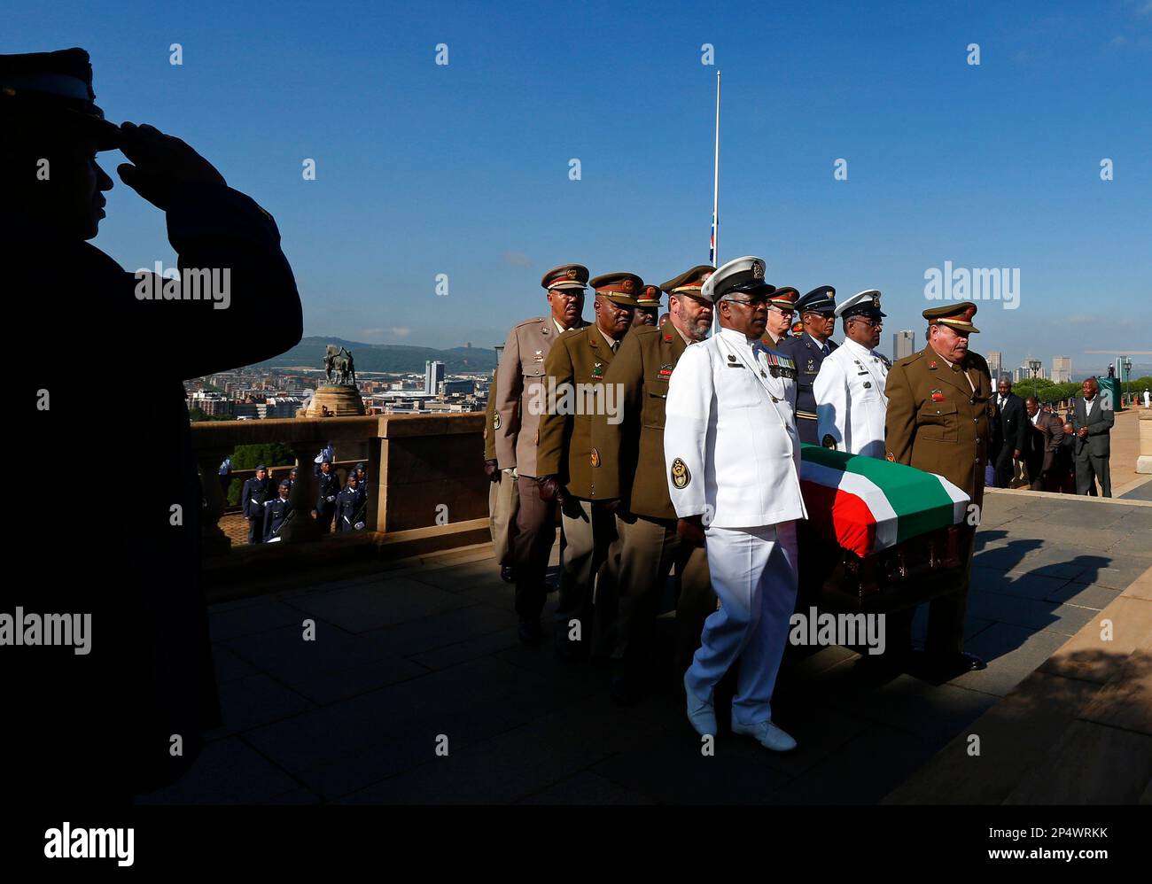 The casket of former South African President Nelson Mandela is carried ...