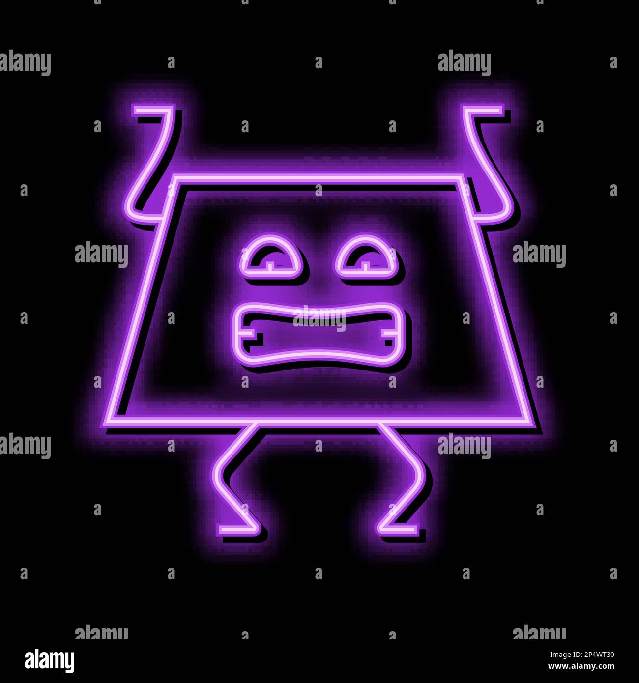 trapezoid geometric shape character neon glow icon illustration Stock ...
