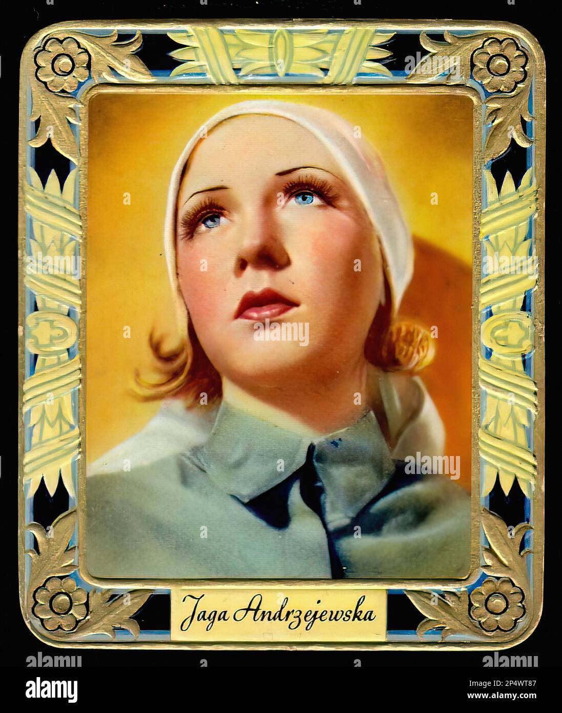 Portrait of actress Jaga Andrzejewska - Vintage Cigarette Card Stock ...