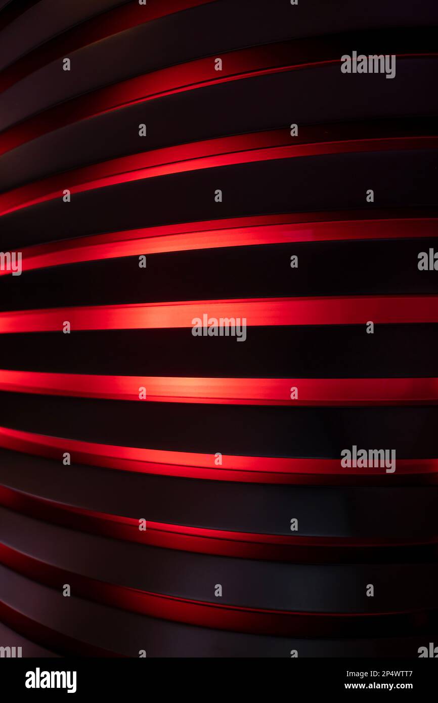 Illuminated Red Stripes on a Modern Column in Switzerland Stock Photo ...