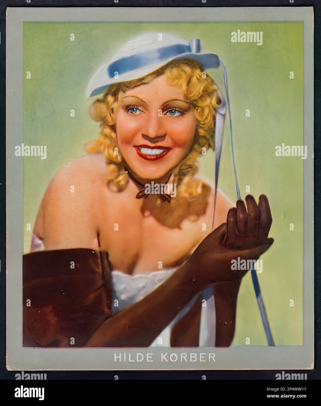 Portrait of actress Hilde Körber - Vintage German Cigarette Card Stock ...