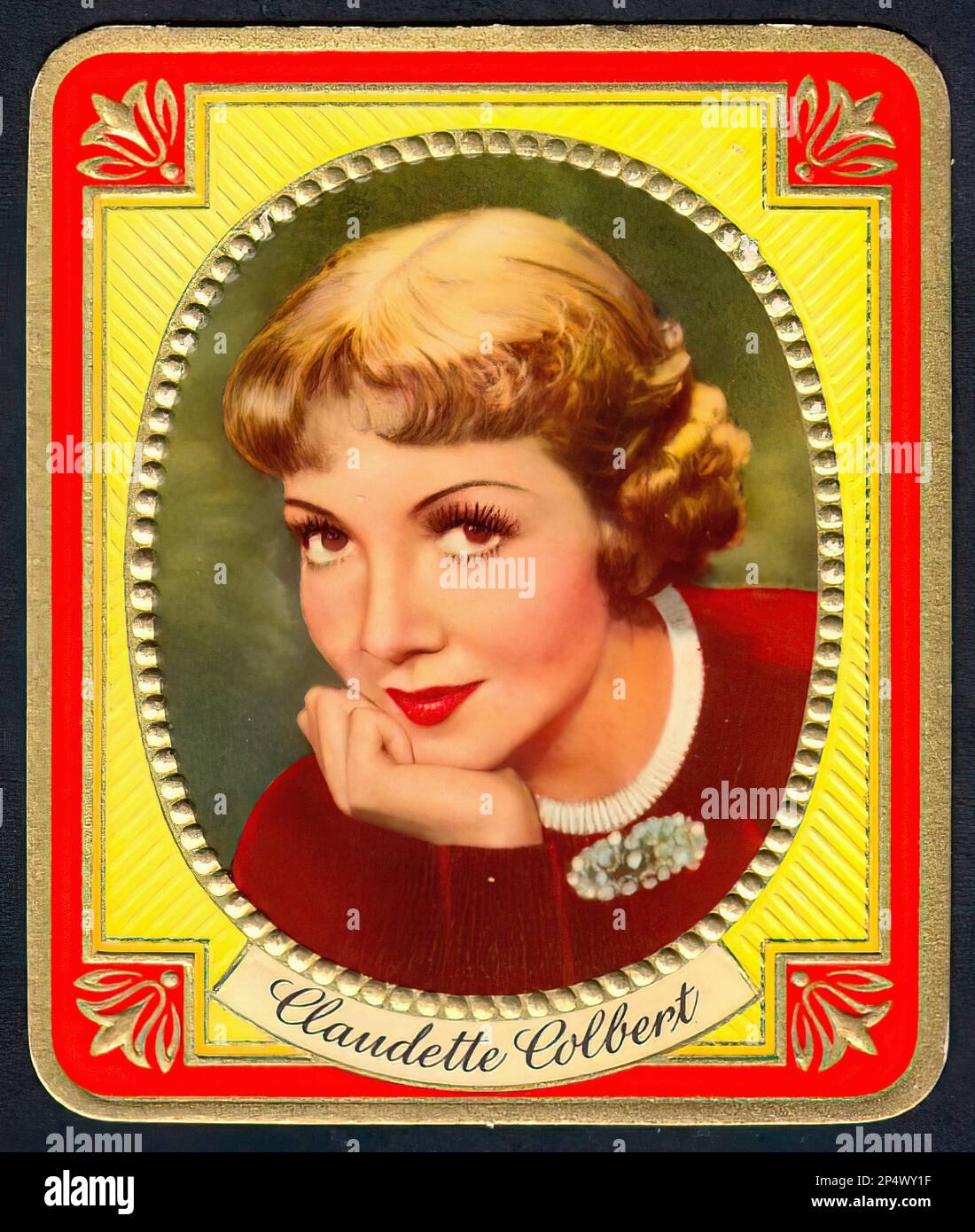 Portrait of Claudette Colbert - Vintage German Cigarette Card 05 Stock ...