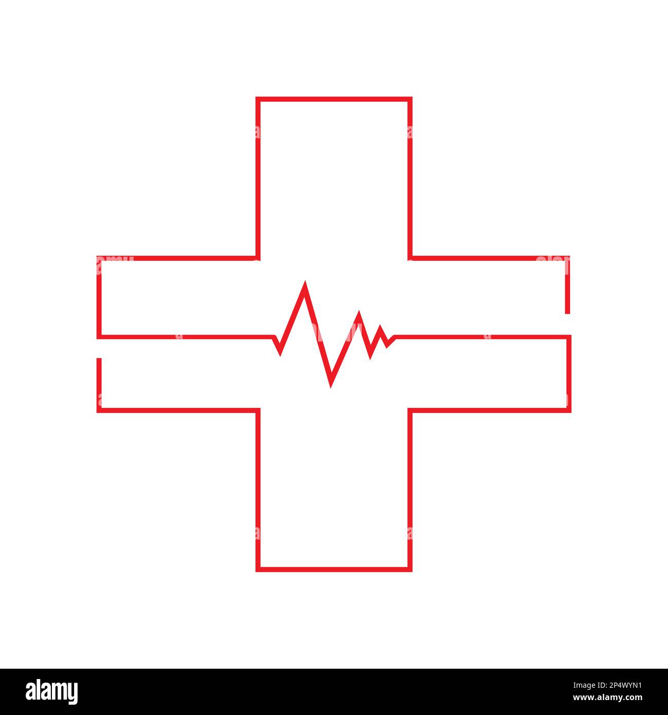 Red single line cross logo. Medical healthcare sign or symbol creative ...
