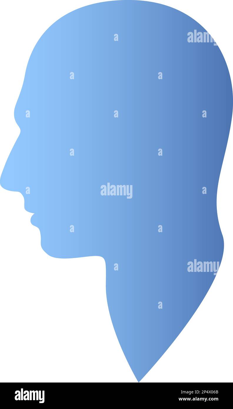 Blue profile head avatar. Male face side view. Man silhouette. Vector ...