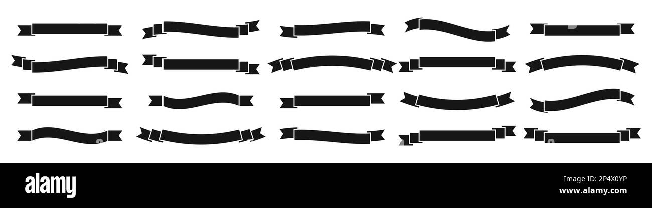 Different ribbons icons set black and white color Stock Vector Image ...