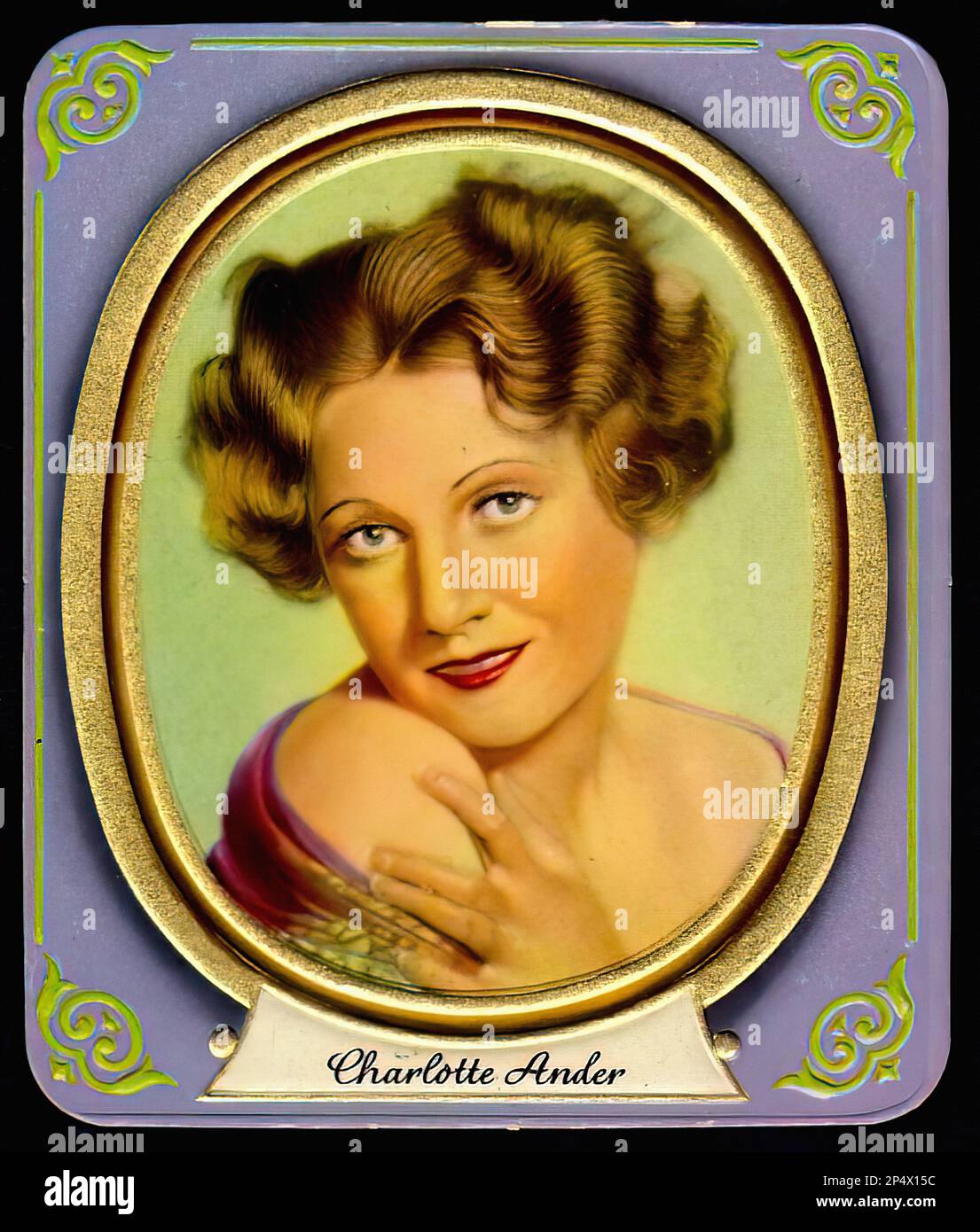 Portrait of Charlotte Ander - Vintage German Cigarette Card Stock Photo ...