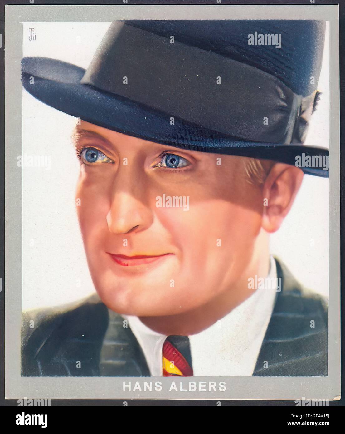 Portrait of actor Hans Albers - Vintage German Cigarette Card Stock ...