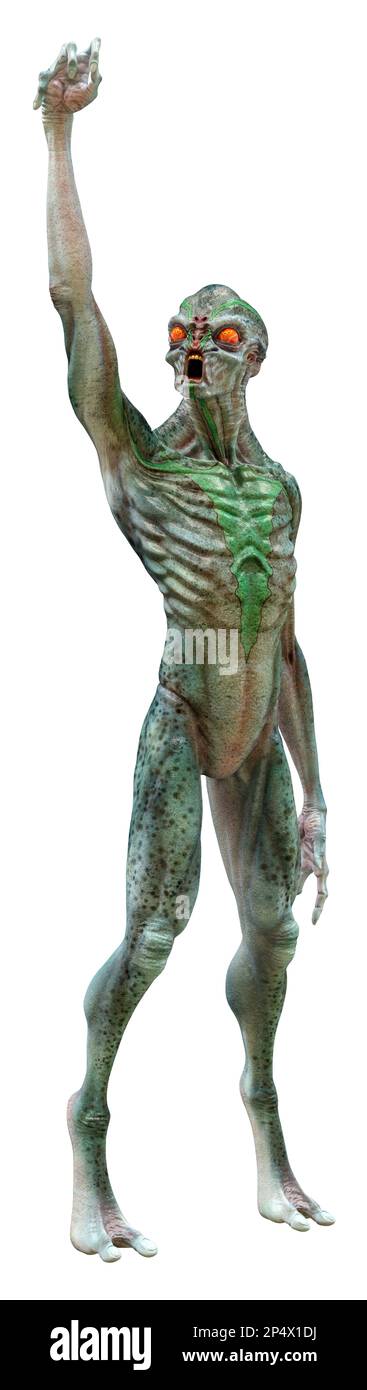 3D rendering of a green alien isolated on white background Stock Photo ...