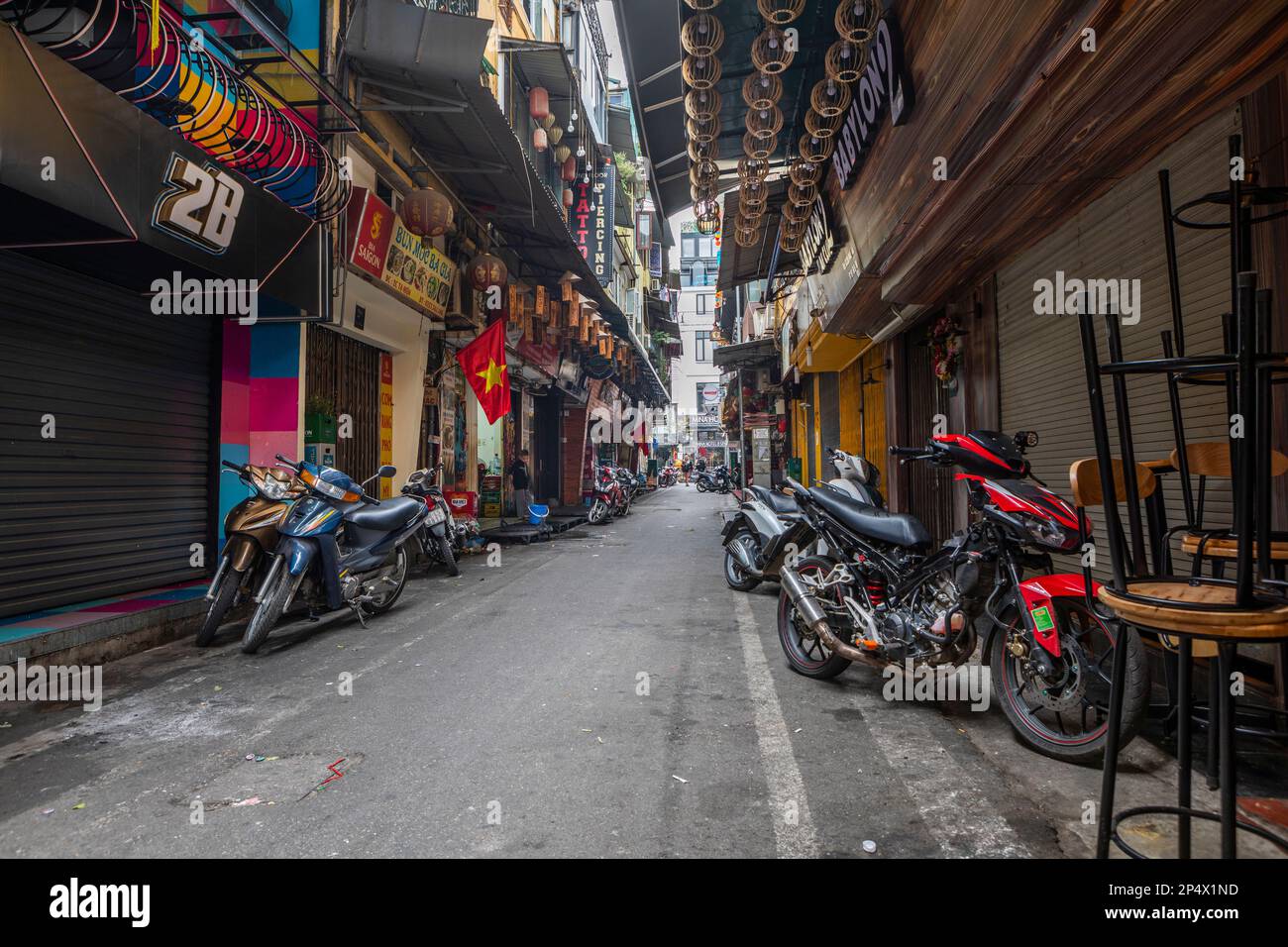 A back street of shops in Hanoi, Vietnam Stock Photo - Alamy