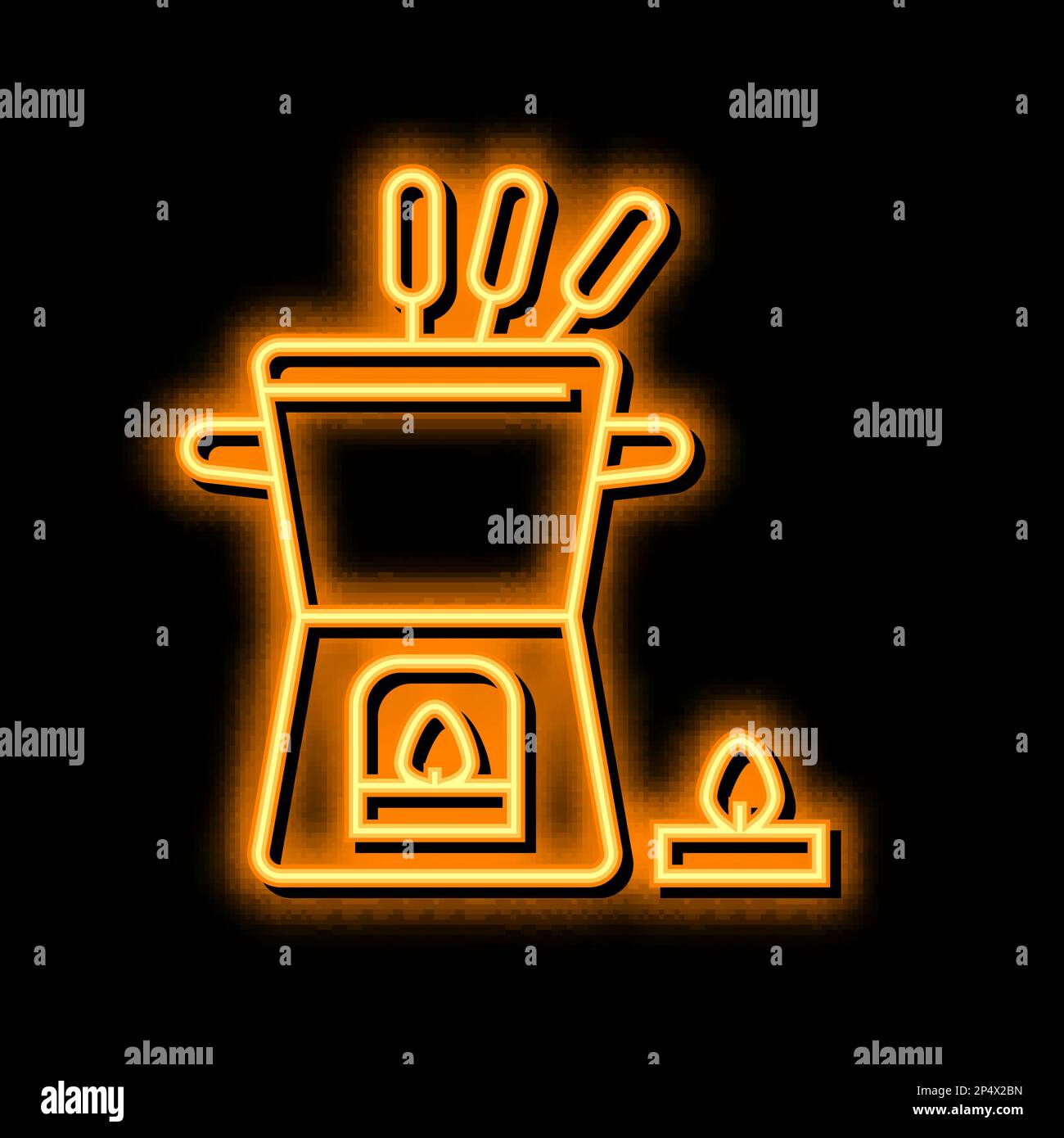 candlelight fondue pot neon glow icon illustration Stock Vector Image ...