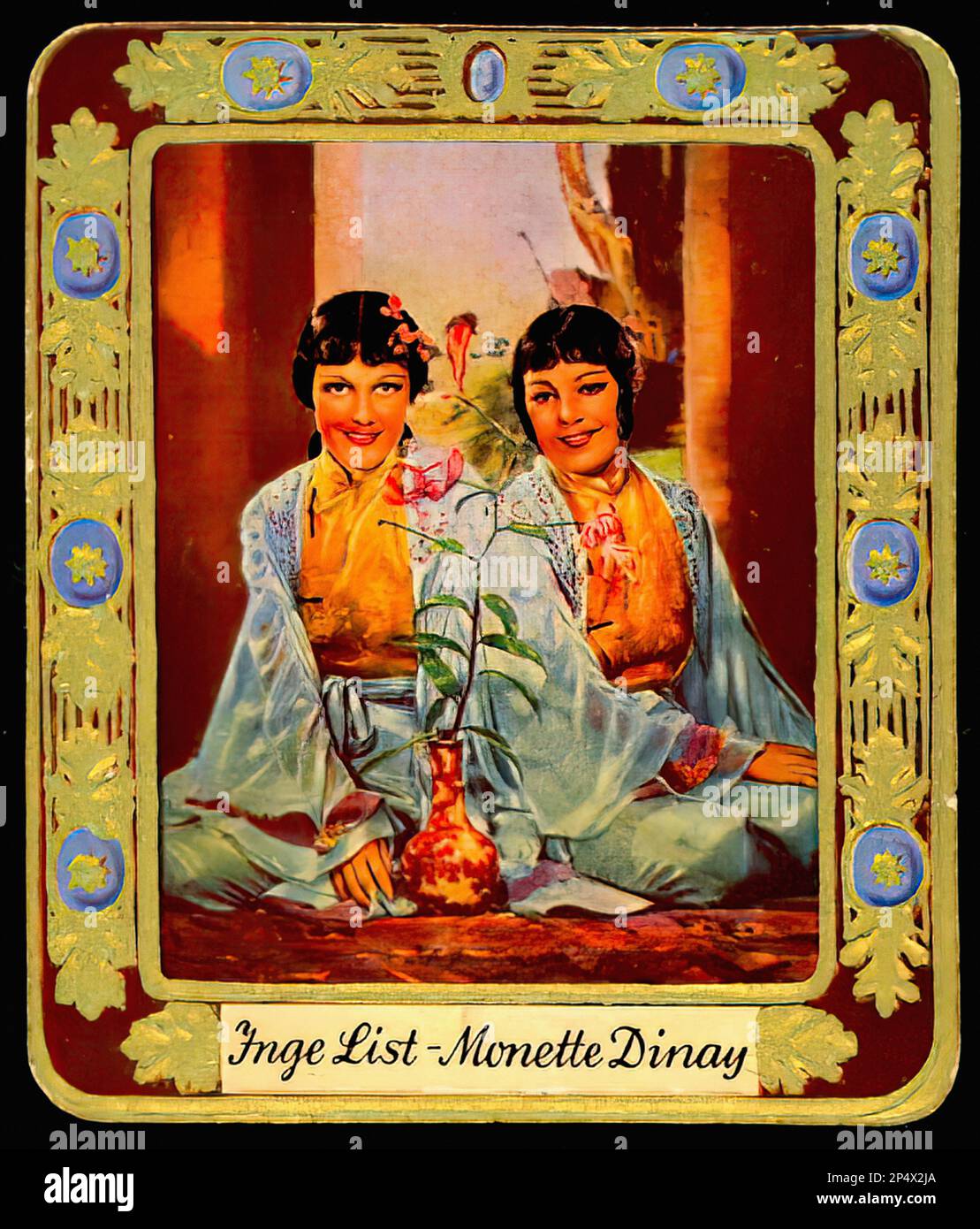 Portrait of Inge List and Monette Dinay - Vintage German Cigarette Card ...