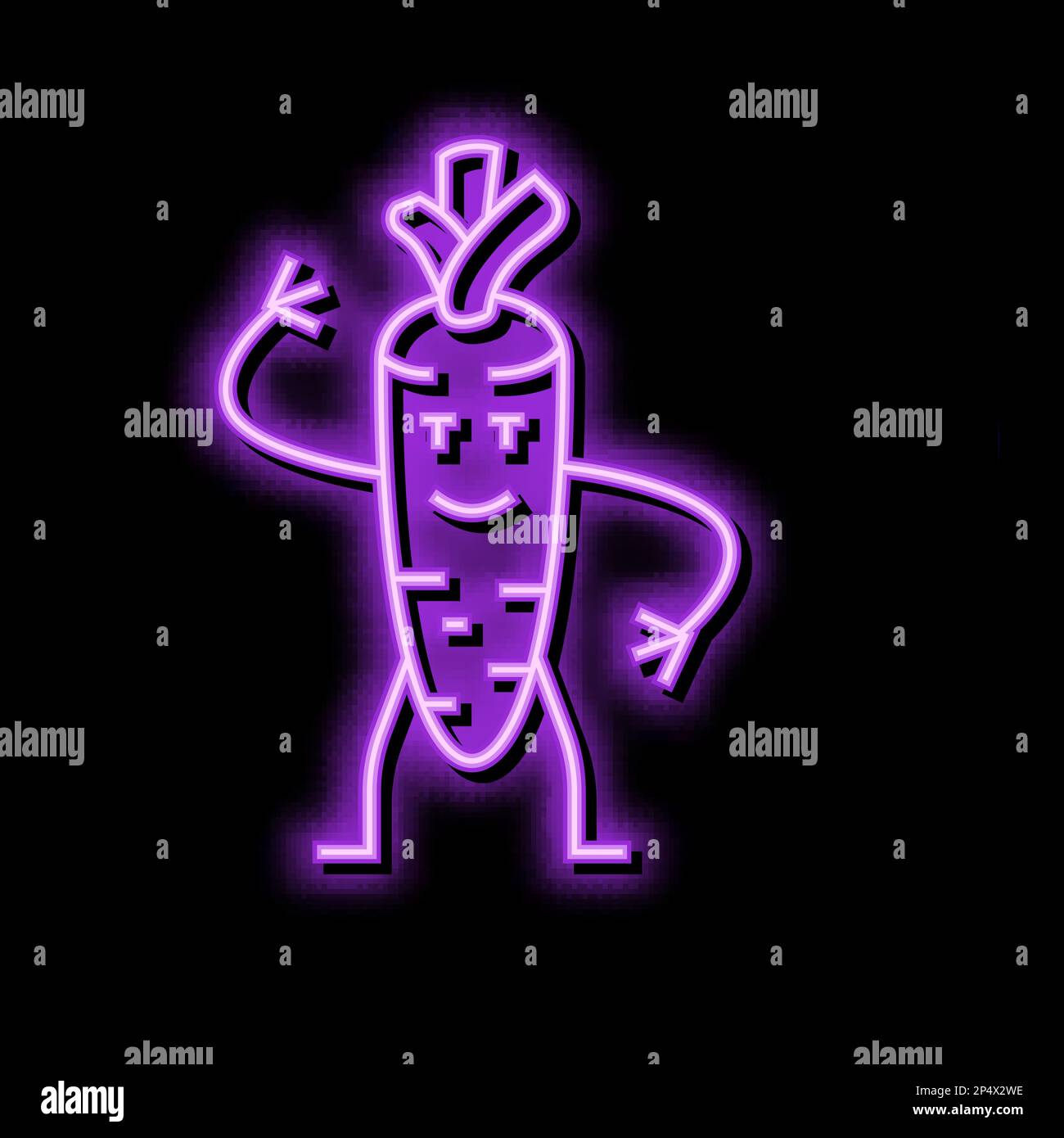 carrot vegetable character neon glow icon illustration Stock Vector ...