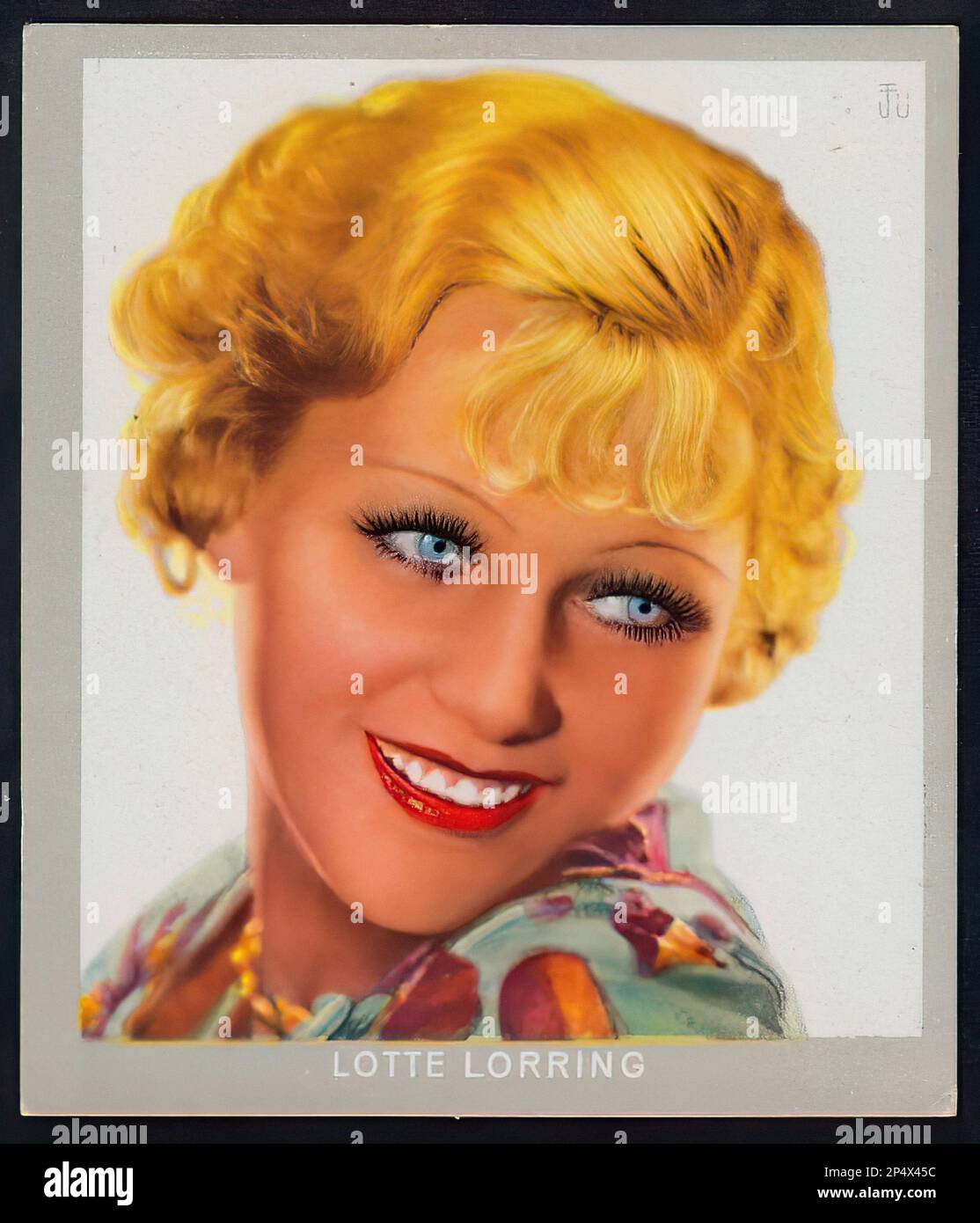 Portrait of actress Lotte Loring - Vintage German Cigarette Card Stock ...