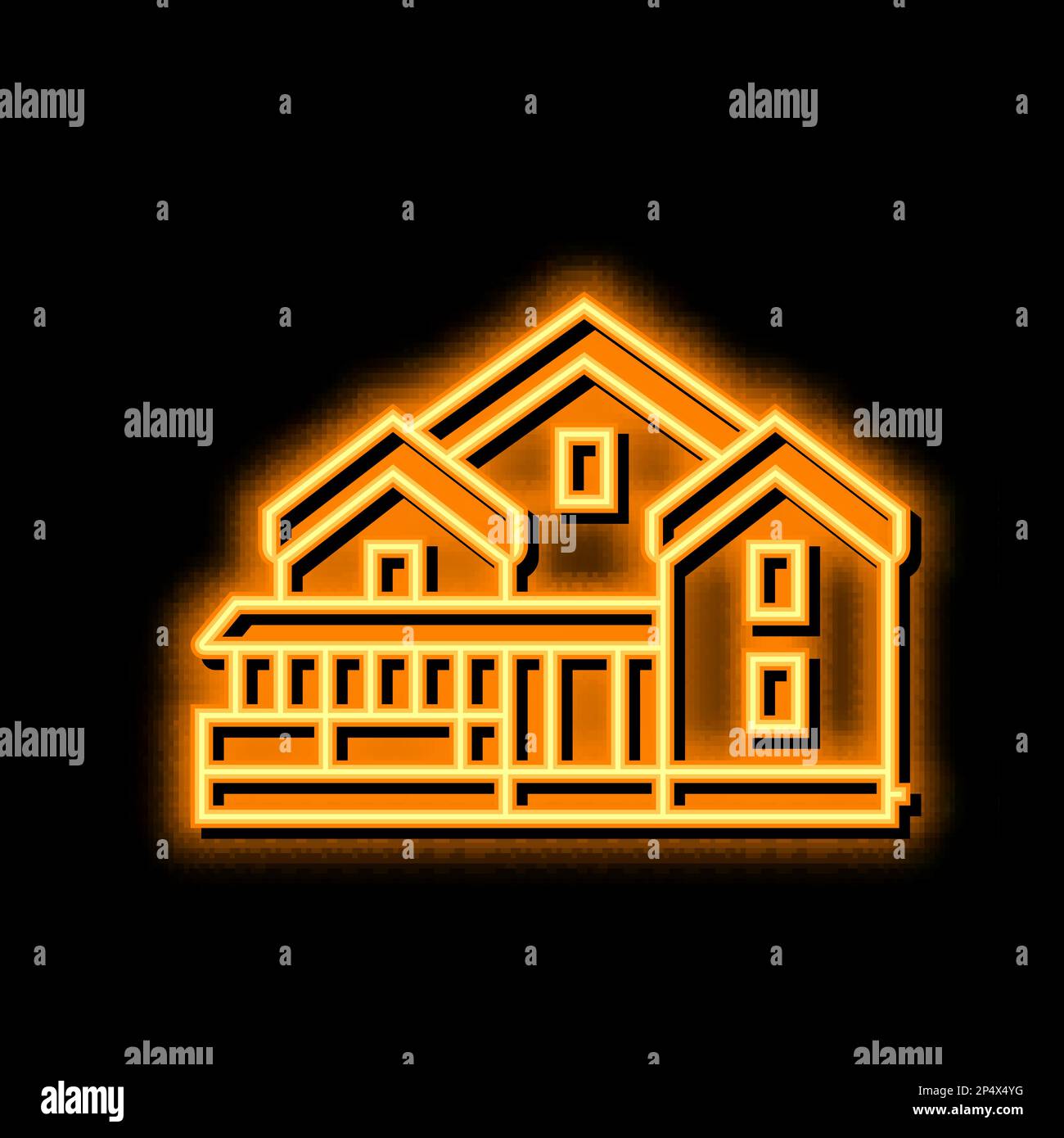 cottage house neon glow icon illustration Stock Vector Image & Art - Alamy
